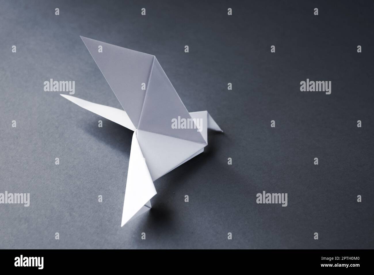 White paper dove origami isolated on a blank grey background Stock ...