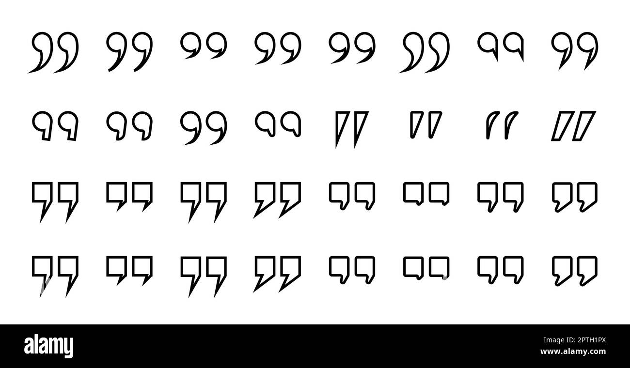 Set of vector quotation marks, signs silhouettes, black quotation mark ...