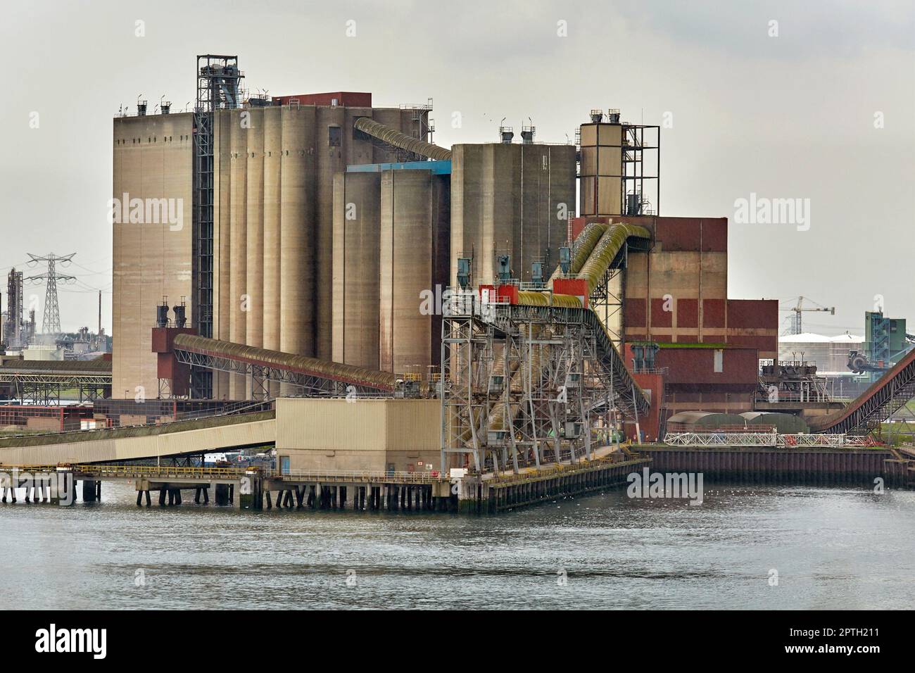 Rusty industrial structures of the bulk cargo terminal in the port of ...