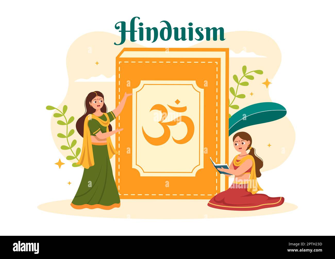 Symbol of Hinduism Flat background Cartoon Hand Drawn Templates ...