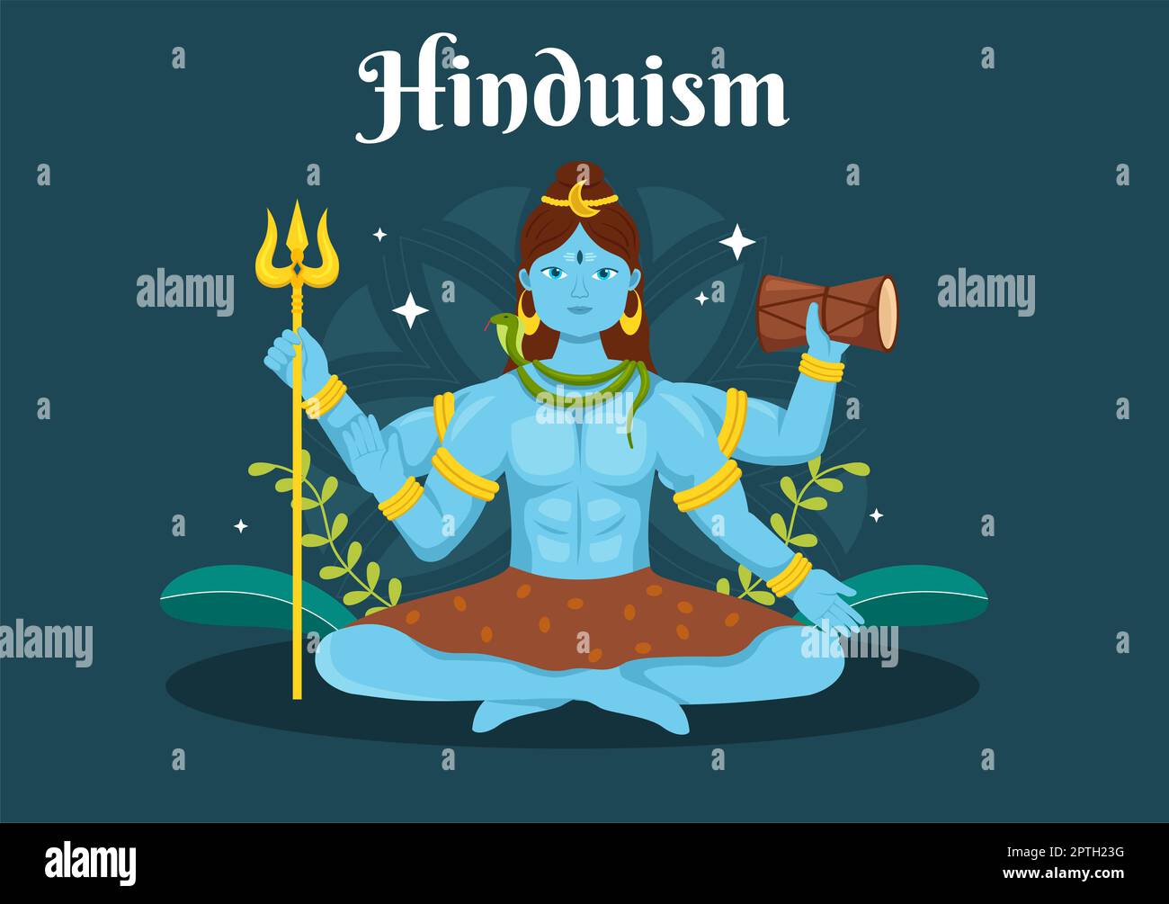 Hinduism of Various Indian God Flat background Cartoon Hand Drawn ...