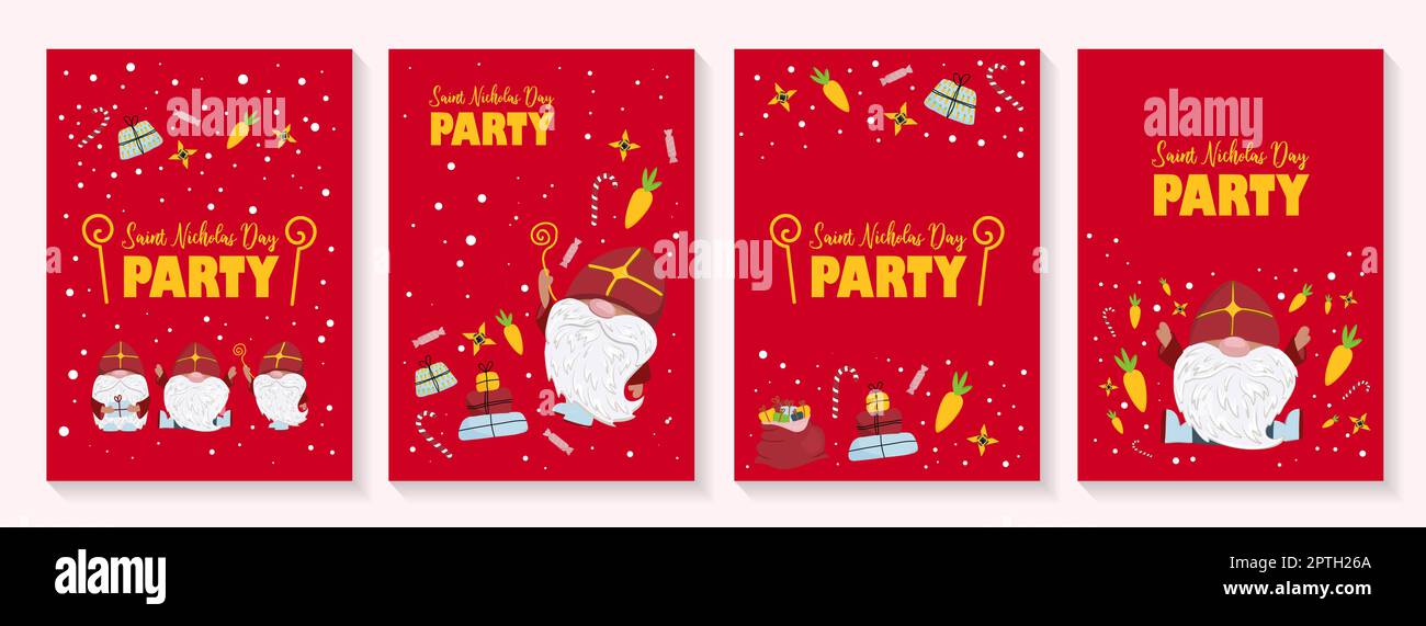 Saint nicholas party invitation set for kids. Mikulas or Sinterklaas ...