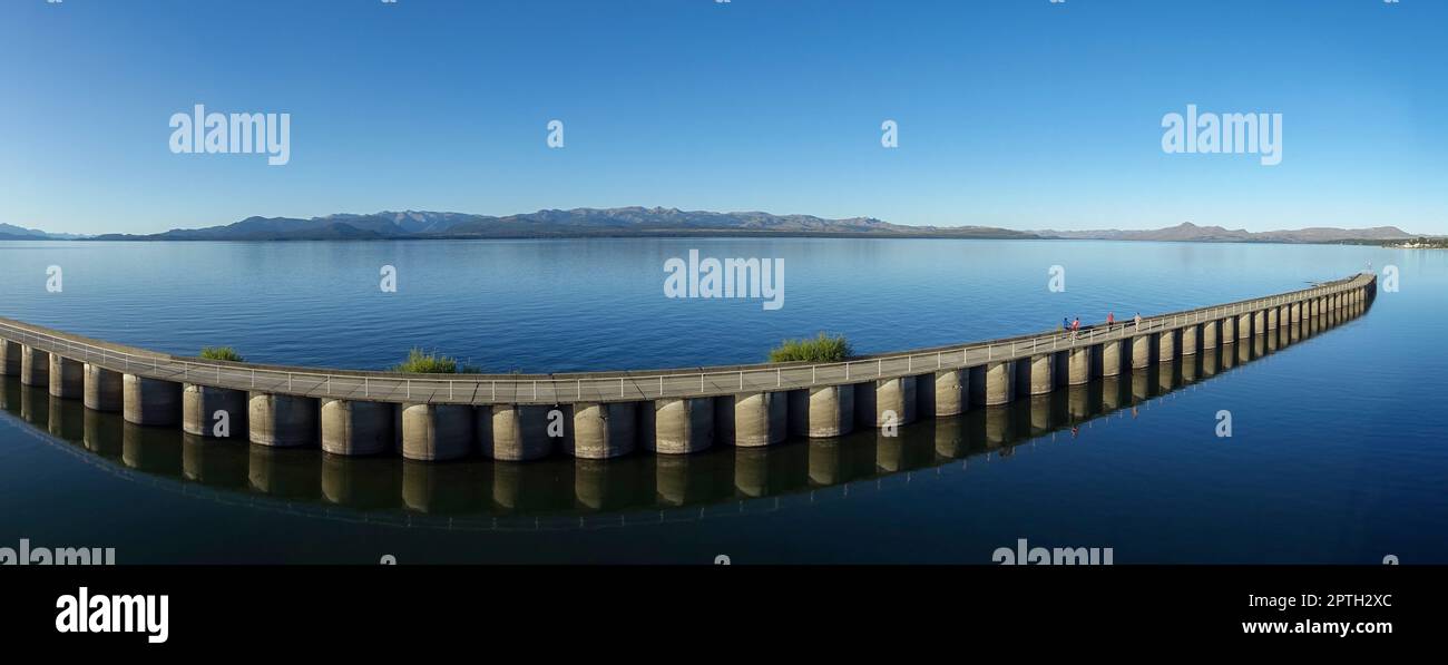 People Walking Pedestrian Walkway Pier, Lake Nahuel Huapi Waterfront ...