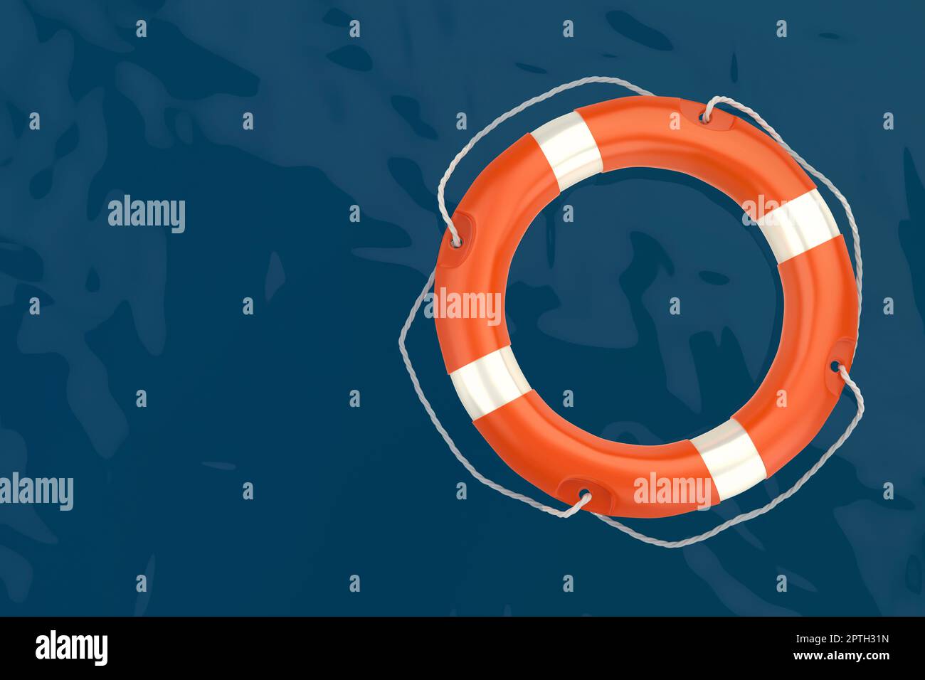 Orange lifebuoy ring floating on sea Stock Photo - Alamy