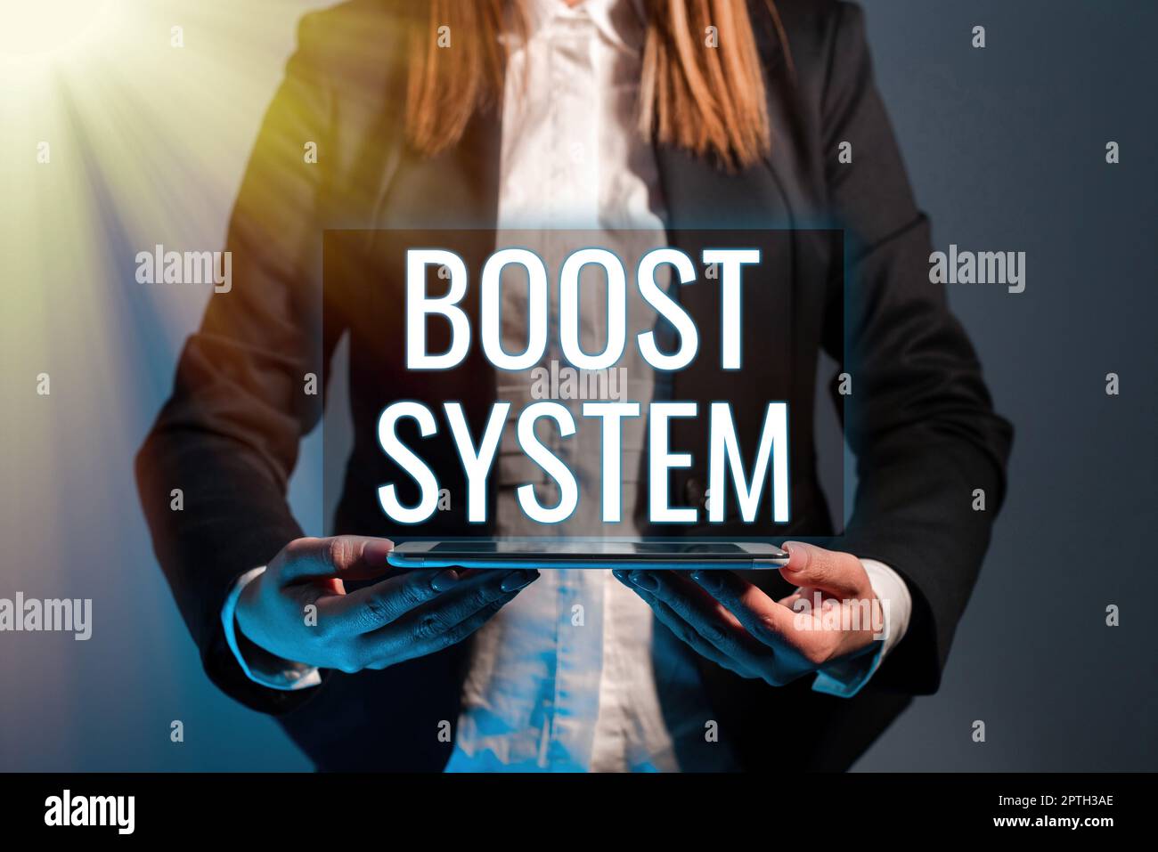 Text sign showing Boost System, Business showcase Rejuvenate Upgrade ...
