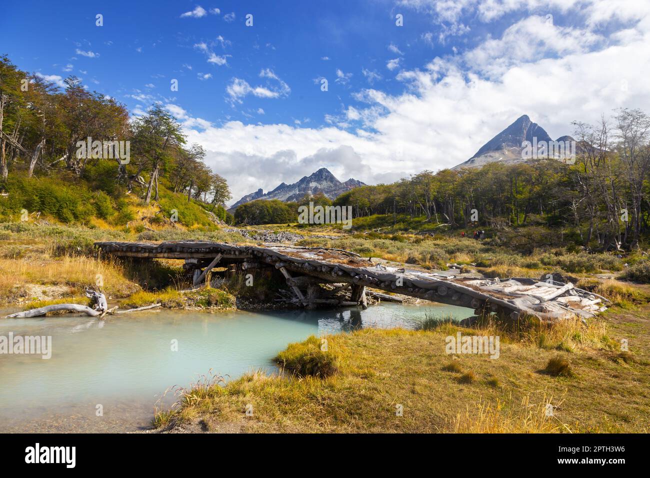 Old Decaying Wooden Bridge Across Glacial Meltwater Creek. Famous ...