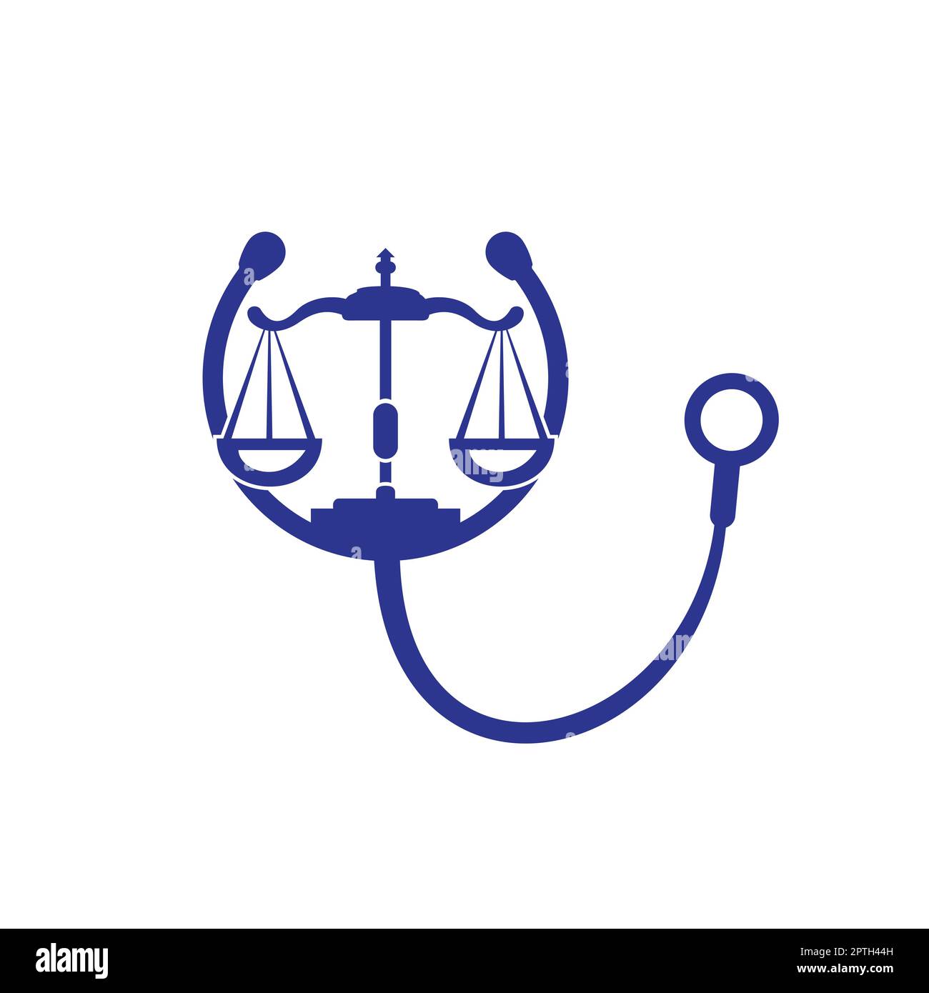 Medical law vector logo design template. Stethoscope with law scale ...