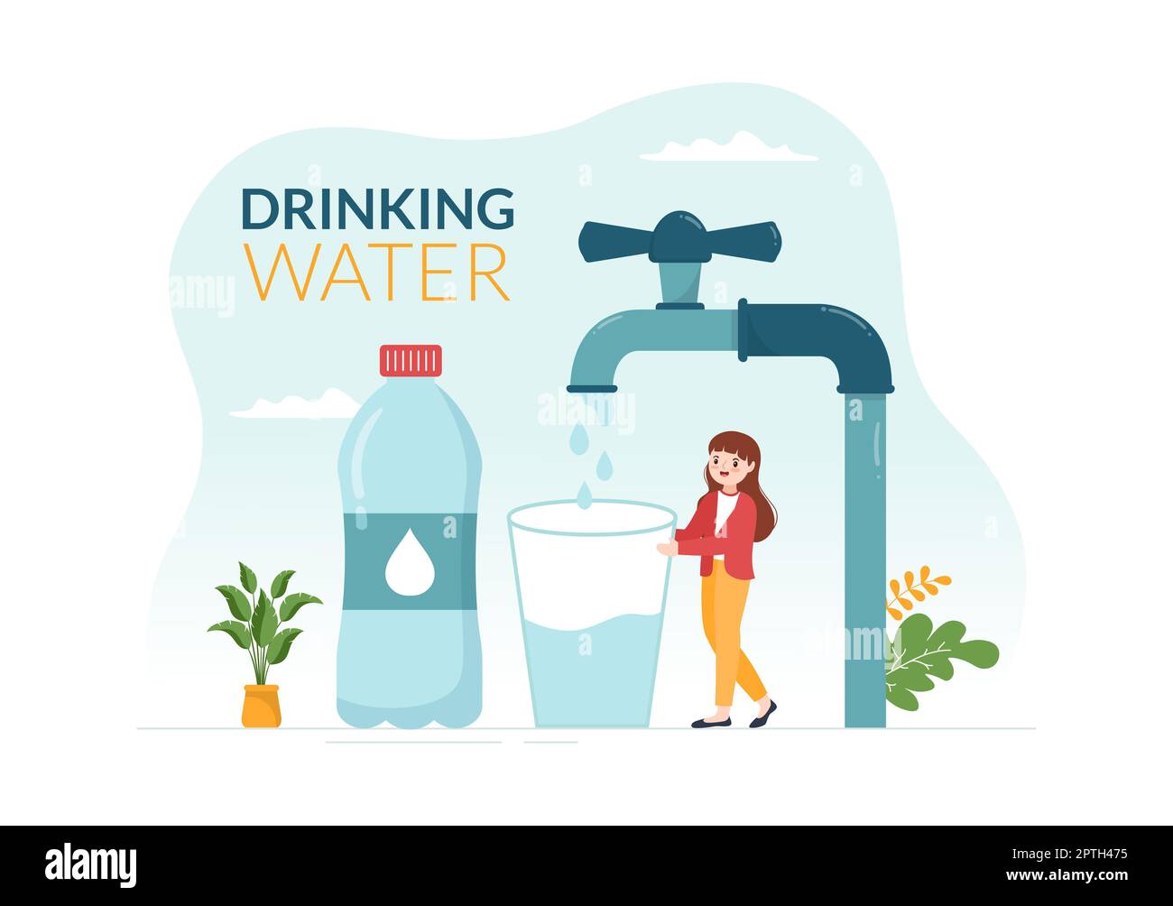 People Drinking Water From Plastic Bottles and Glasses with Pure Clean ...