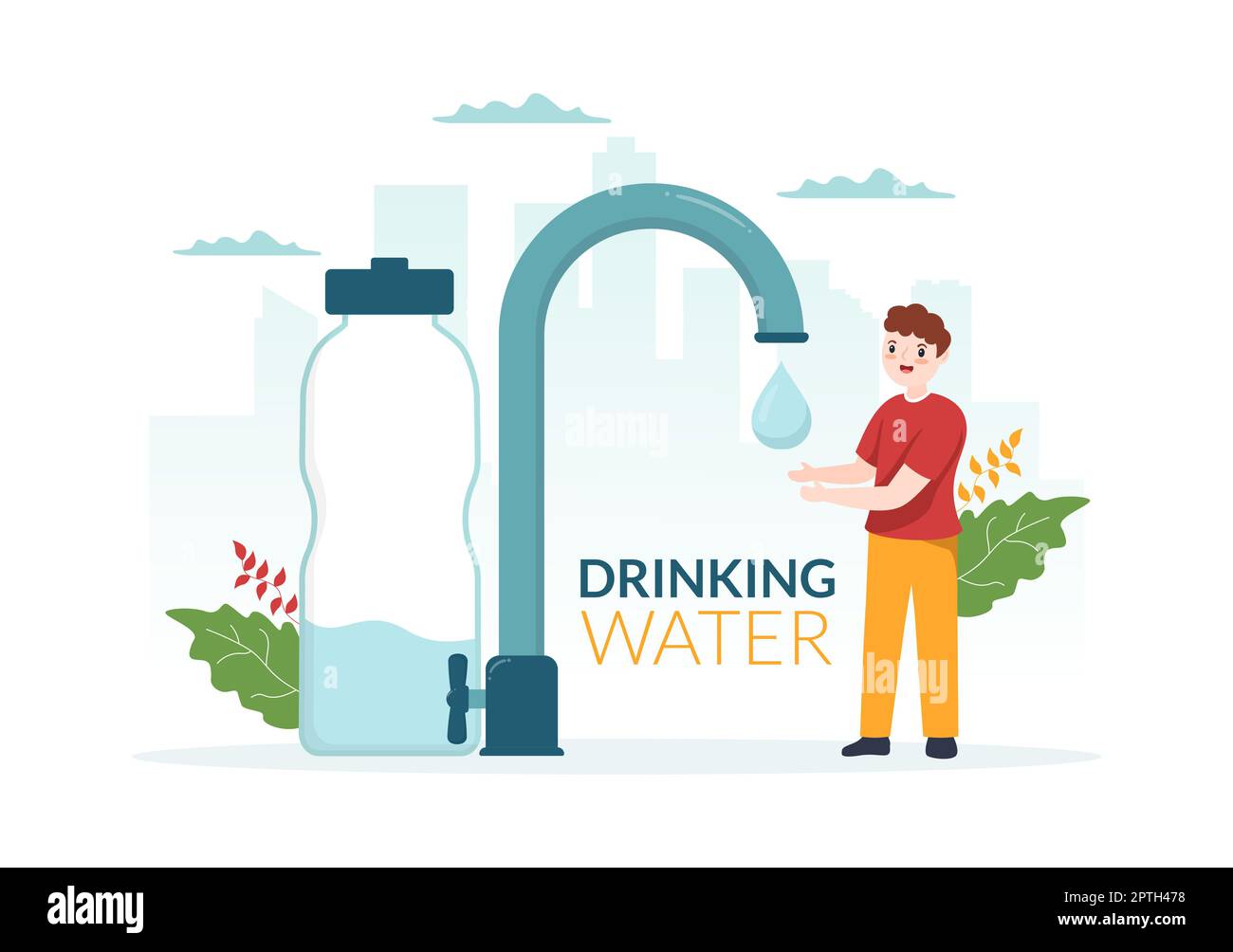 People Drinking Water From Plastic Bottles and Glasses with Pure Clean ...