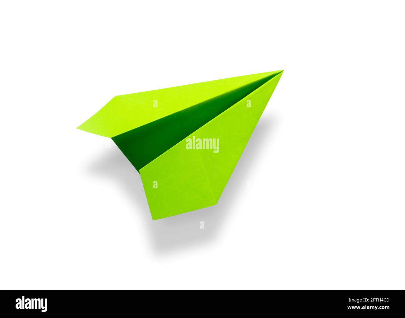 Green paper plane origami isolated on a blank white background Stock ...