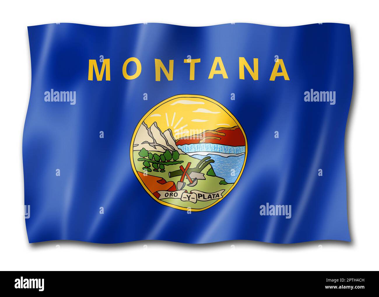Montana flag, united states waving banner collection. 3D illustration ...