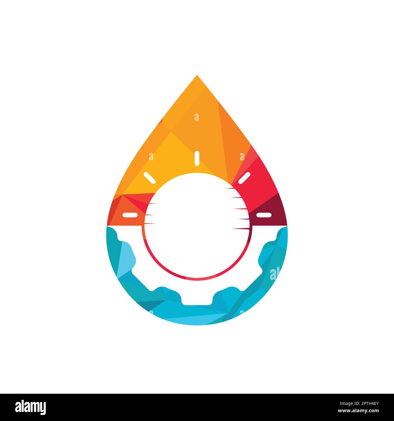 Sun gear with water drop vector logo design. Solar panel technology ...