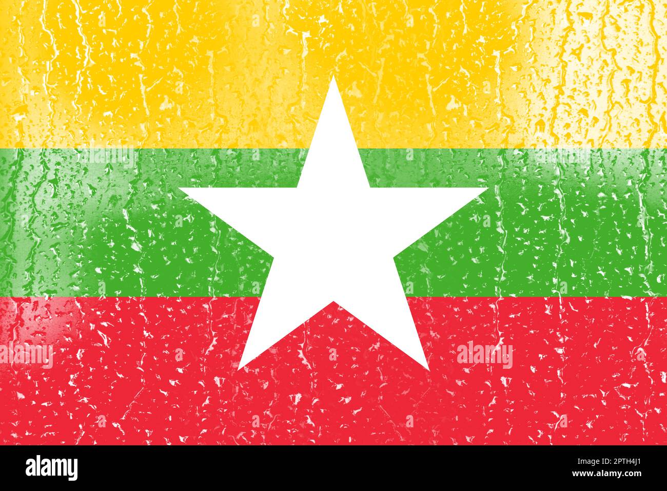 3D Flag of Myanmar on a glass with water drop background Stock Photo ...