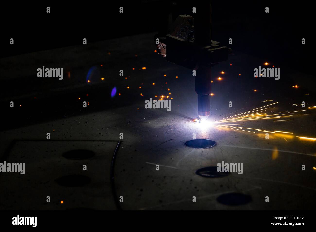 Plasma cutting of metal with a cnc. Plasma cutting machine cutting ...
