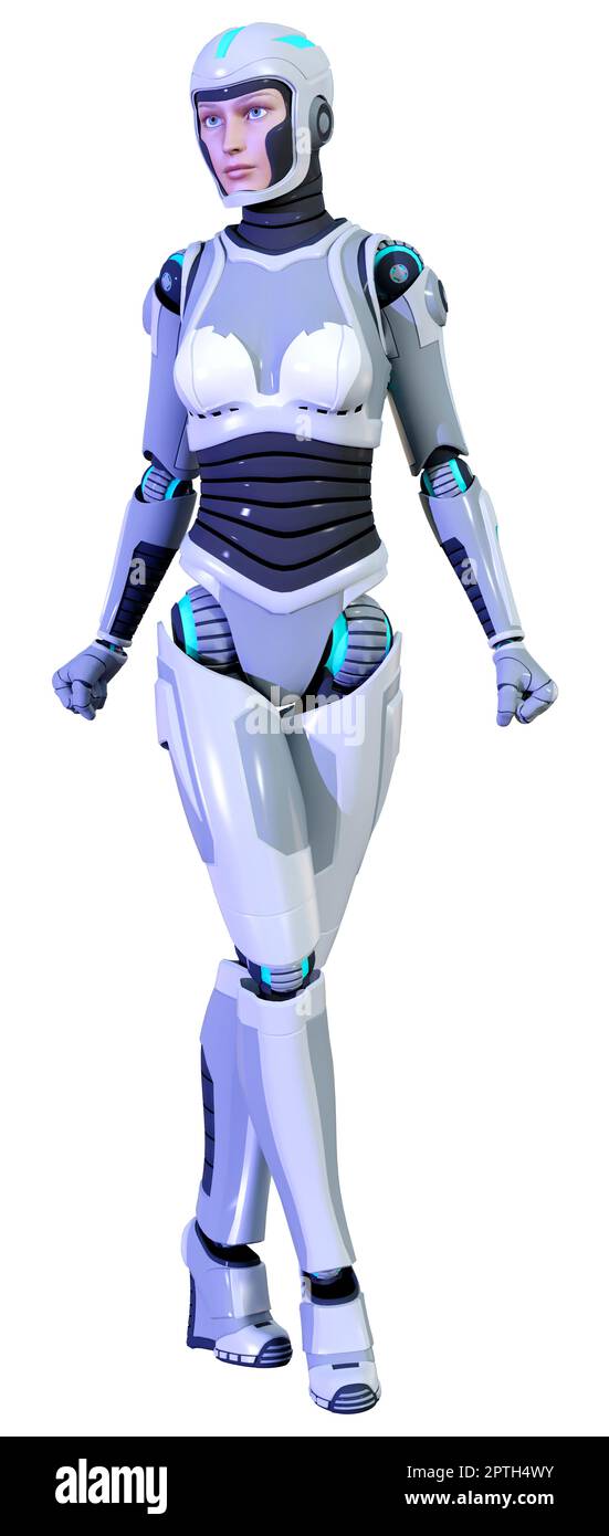 3D rendering of a female robot isolated on white background Stock Photo ...