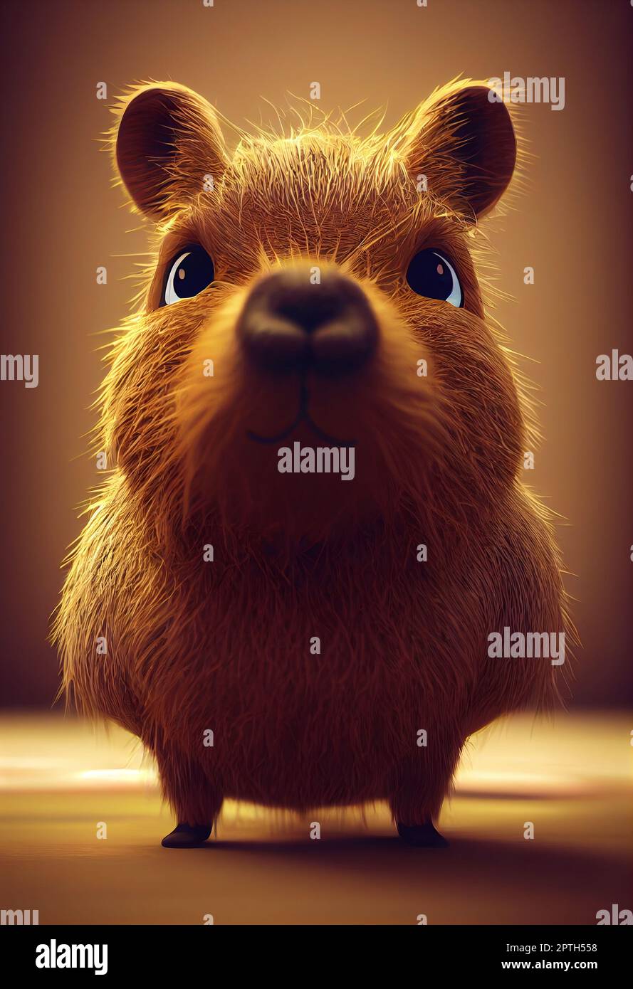 Cute face of wild capybara 3D illustration art design Stock Photo - Alamy