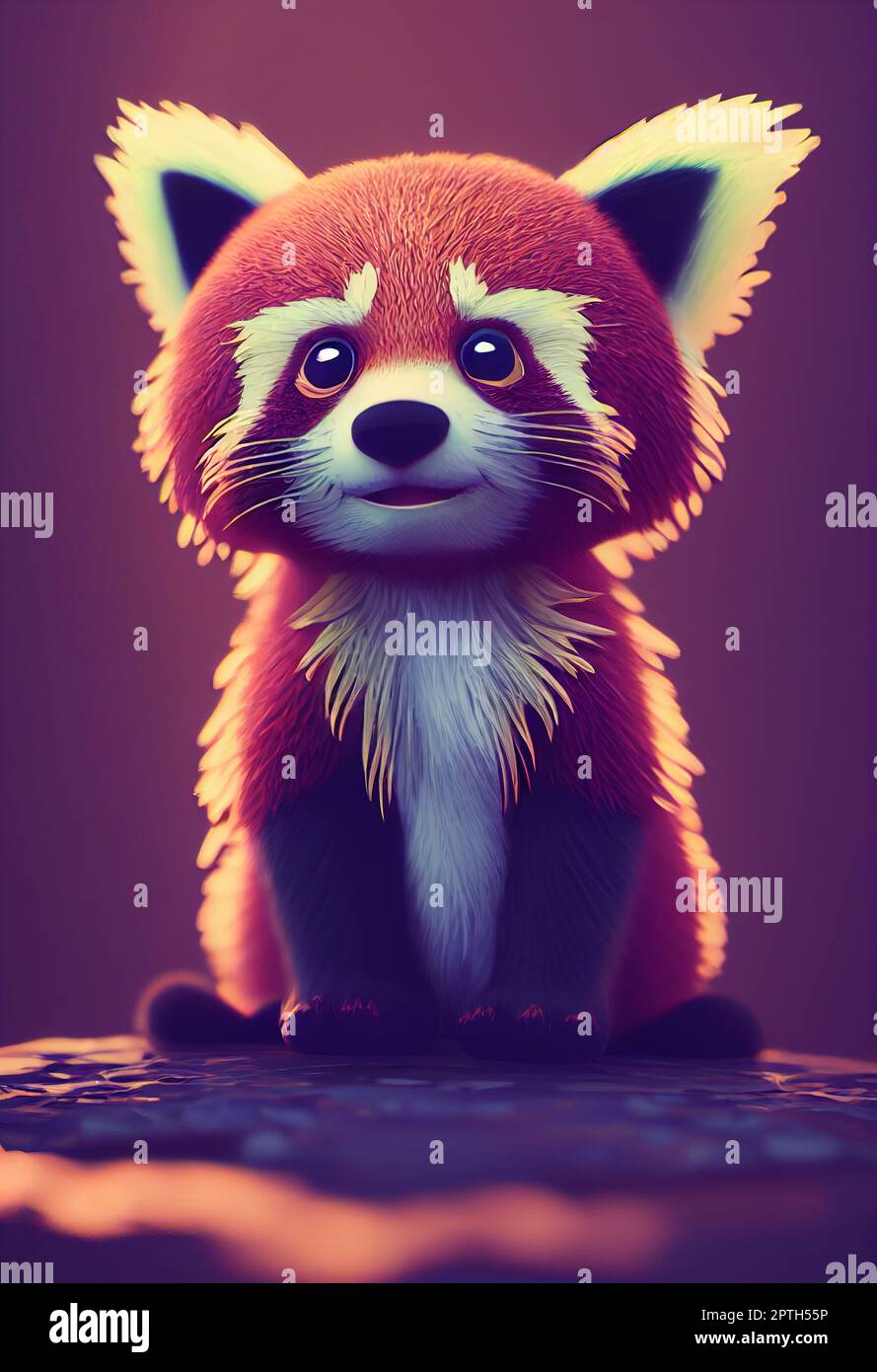 Red panda animation style character, anime style, 3d illustration Stock ...