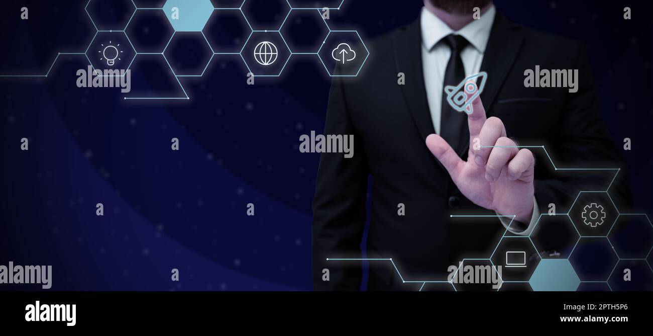 Business Man Presenting New Futuristic Technologies Stock Photo - Alamy