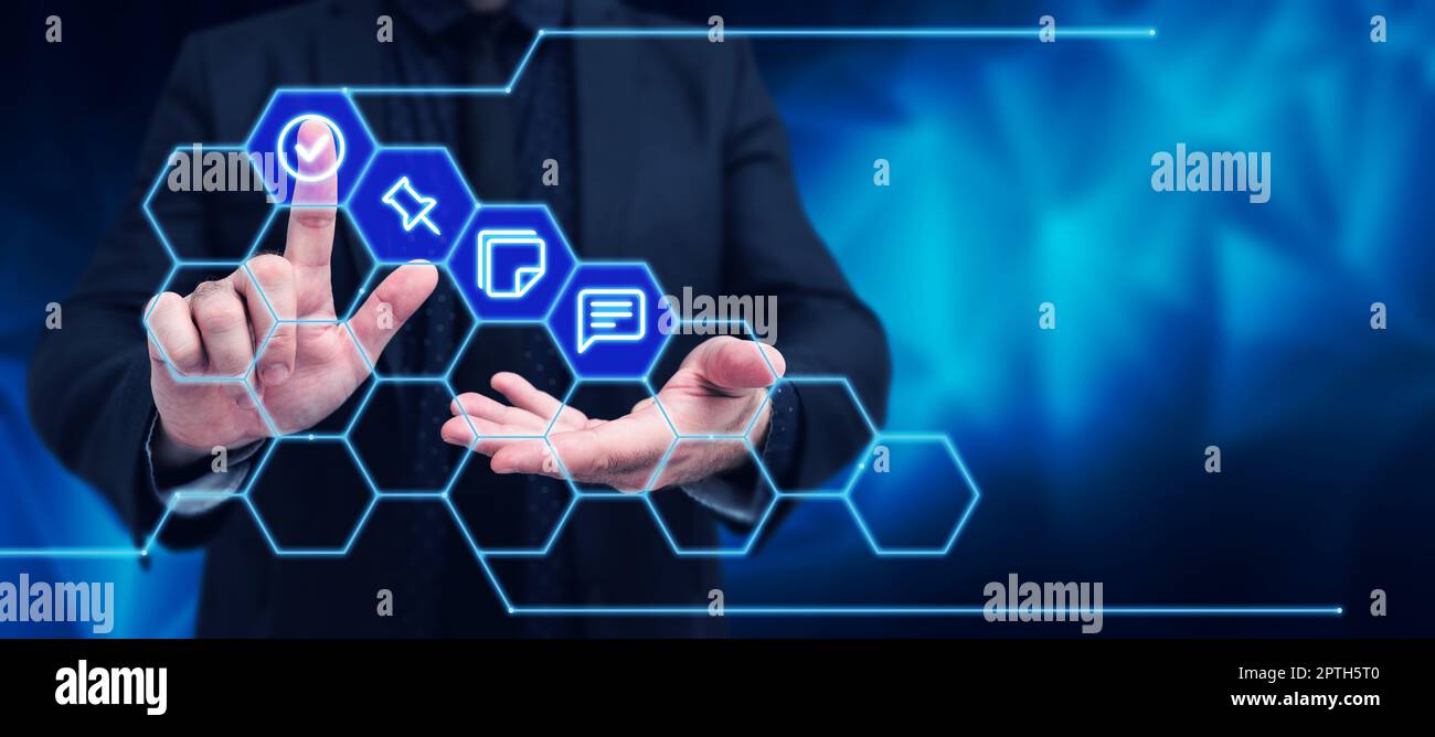Business Man Presenting New Futuristic Growth Graphs Stock Photo - Alamy