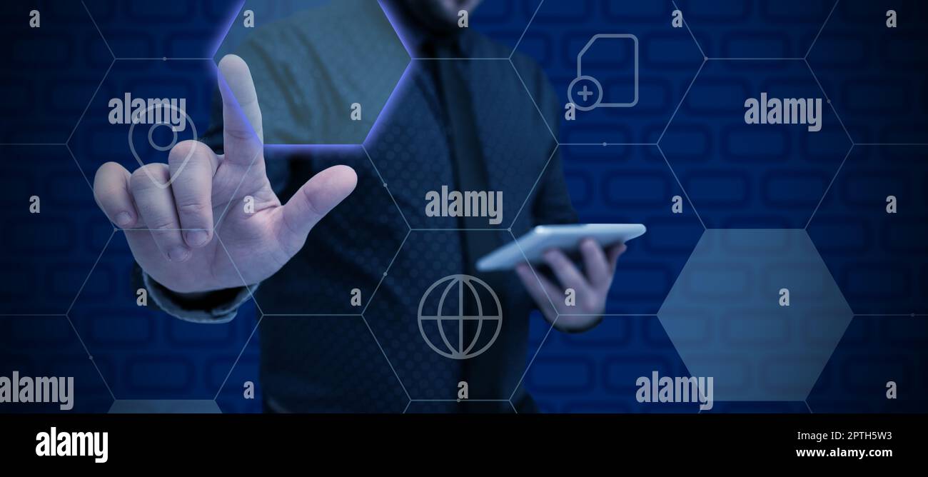 Business Man Presenting New Futuristic Technologies Stock Photo - Alamy