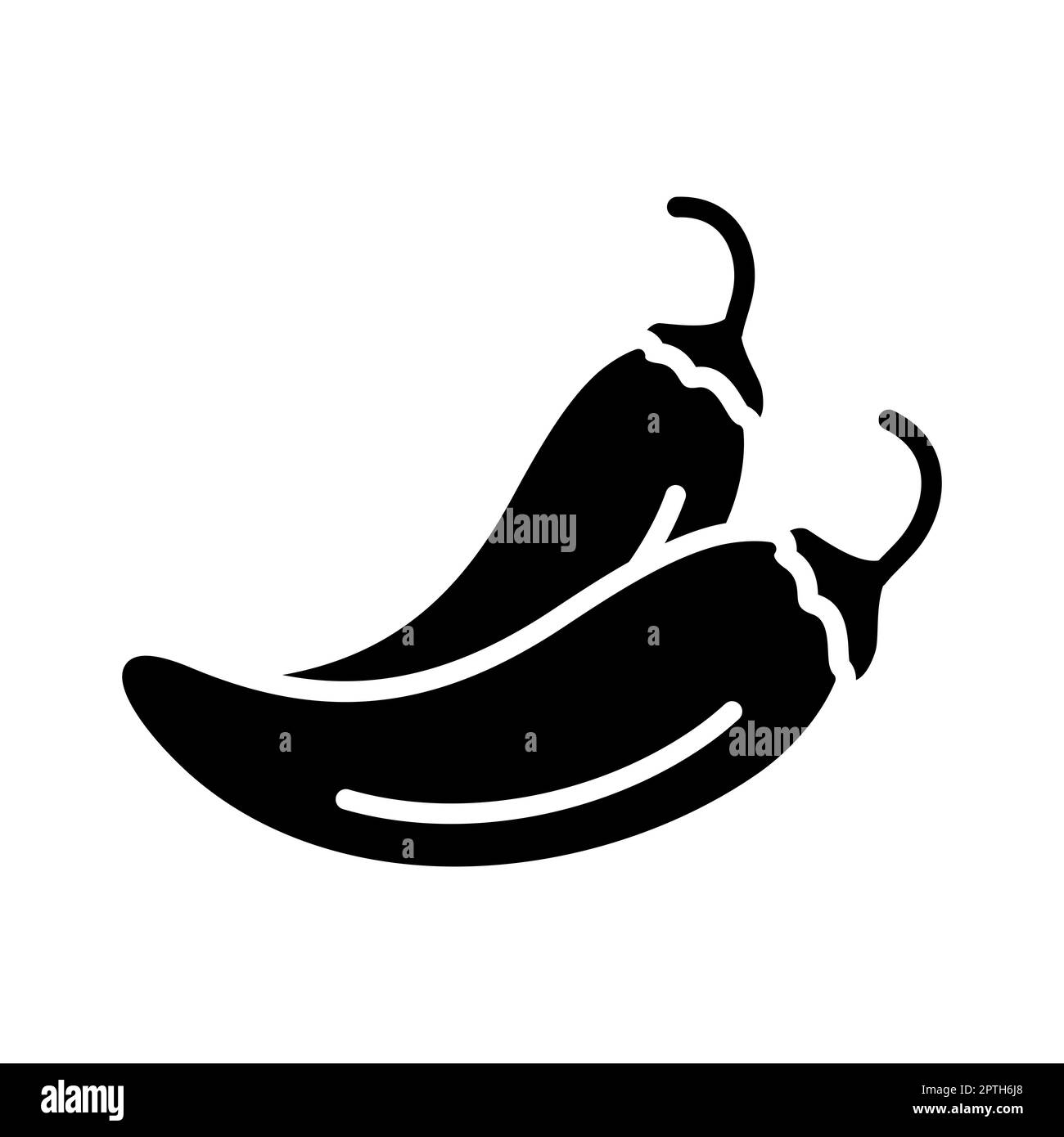 Two chili peppers isolated design vector glyph icon. Vegetable sign ...