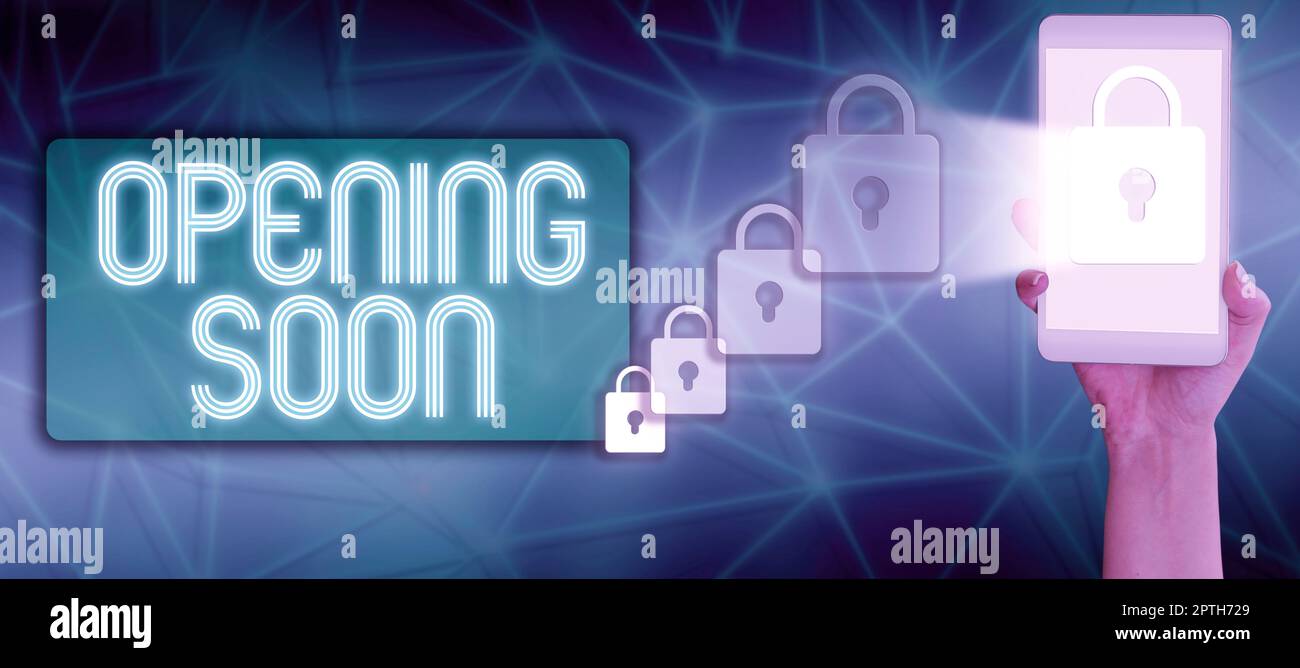 Conceptual display Opening Soon, Business idea Going to be available or ...
