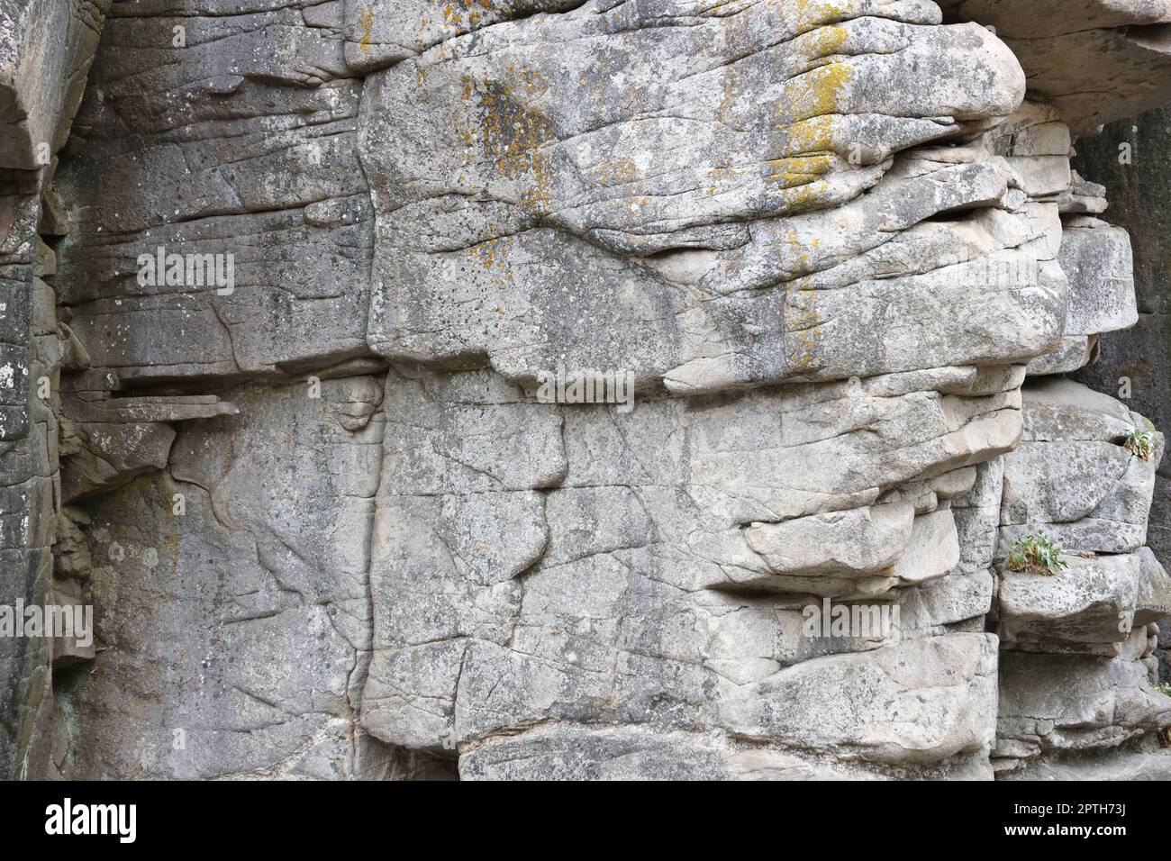 Light coarse natural rock stone background. Mining cliff rough front ...