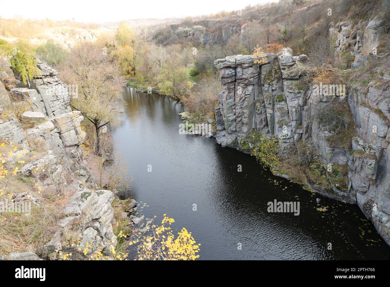 Granite rocks of Bukski Canyon with the Girskyi Tikych River ...