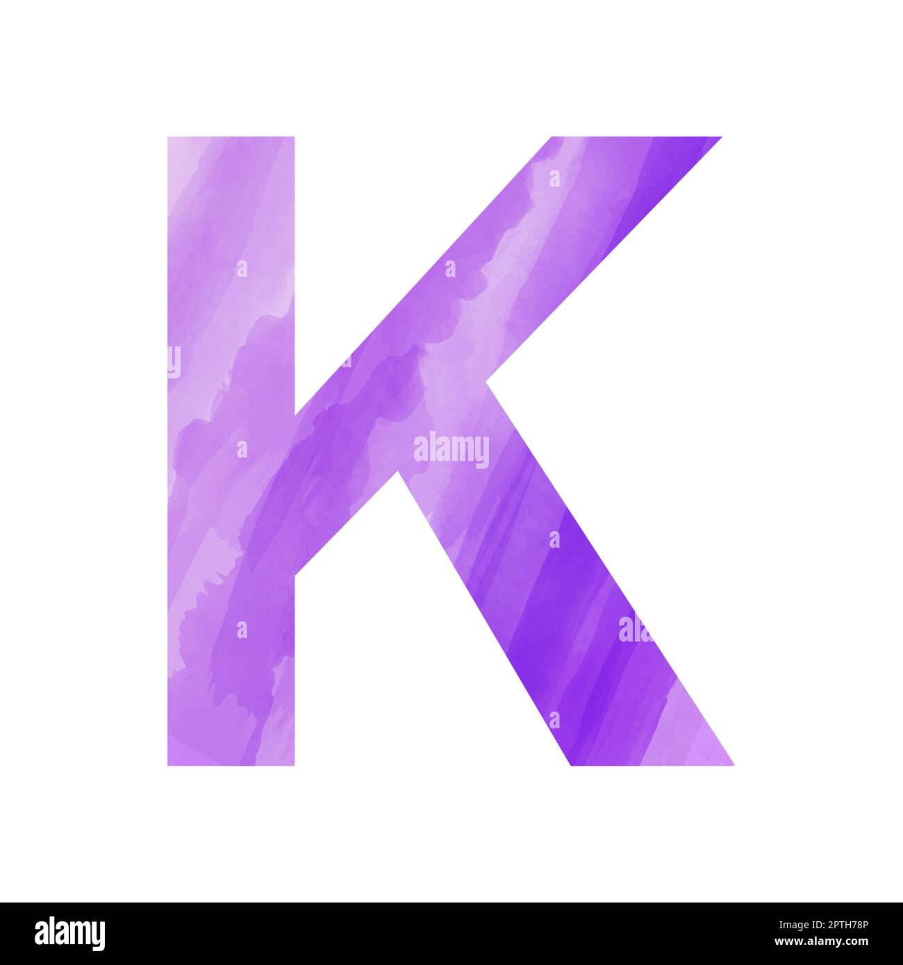 English alphabet, letter K painted with watercolor blue blue paints ...
