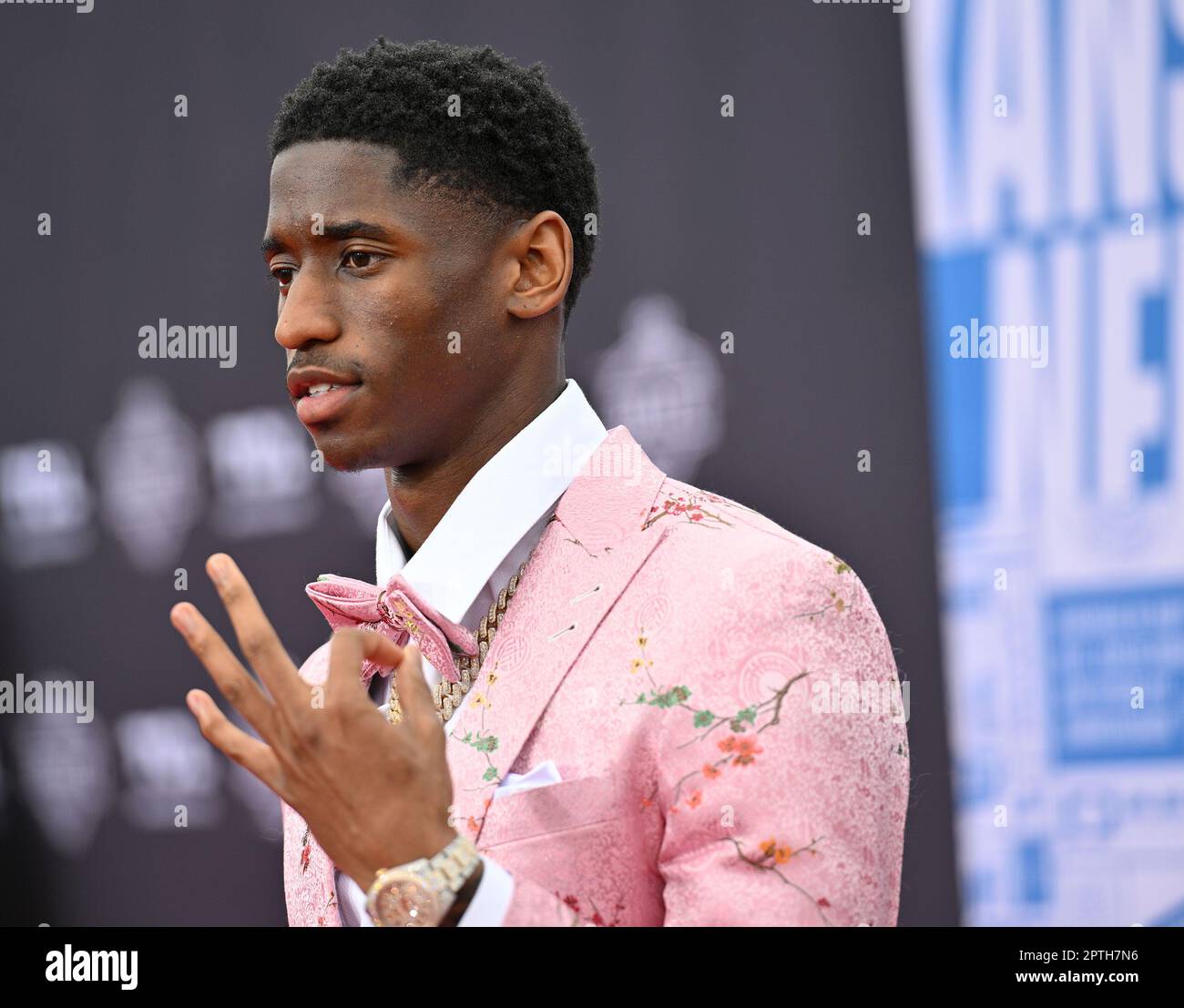 Jordan Addison walks the red carpet of the 2023 NFL Draft at the ...