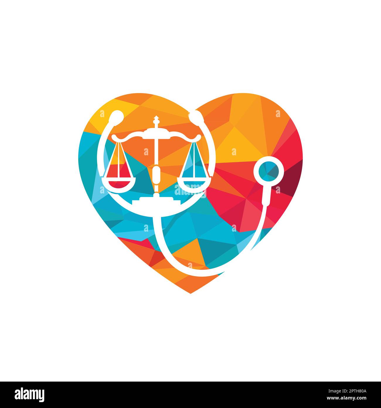 Medical law vector logo design template. Stethoscope with law scale ...