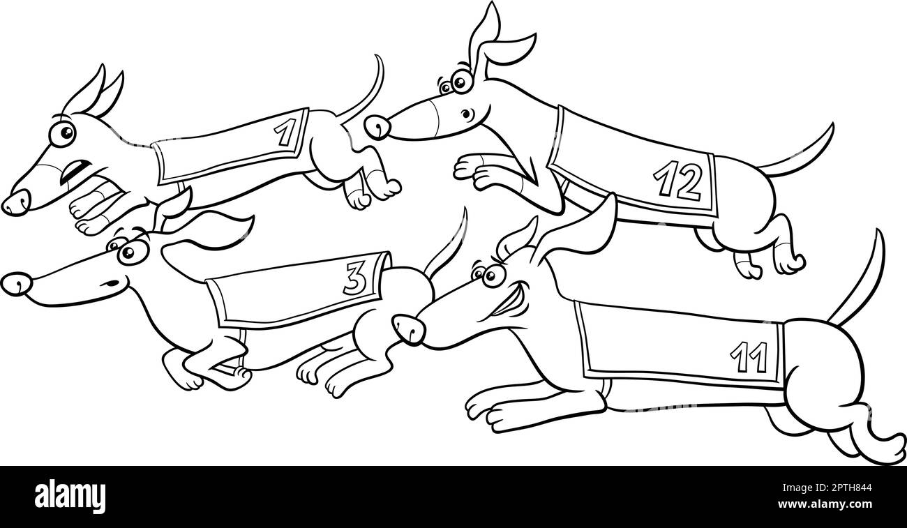 cartoon dachshund purebred dogs race coloring page Stock Vector Image ...