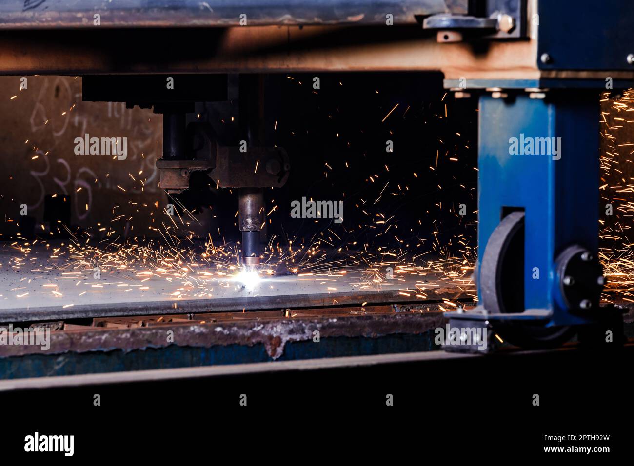 Plasma cutting of metal with a cnc. Plasma cutting machine cutting ...