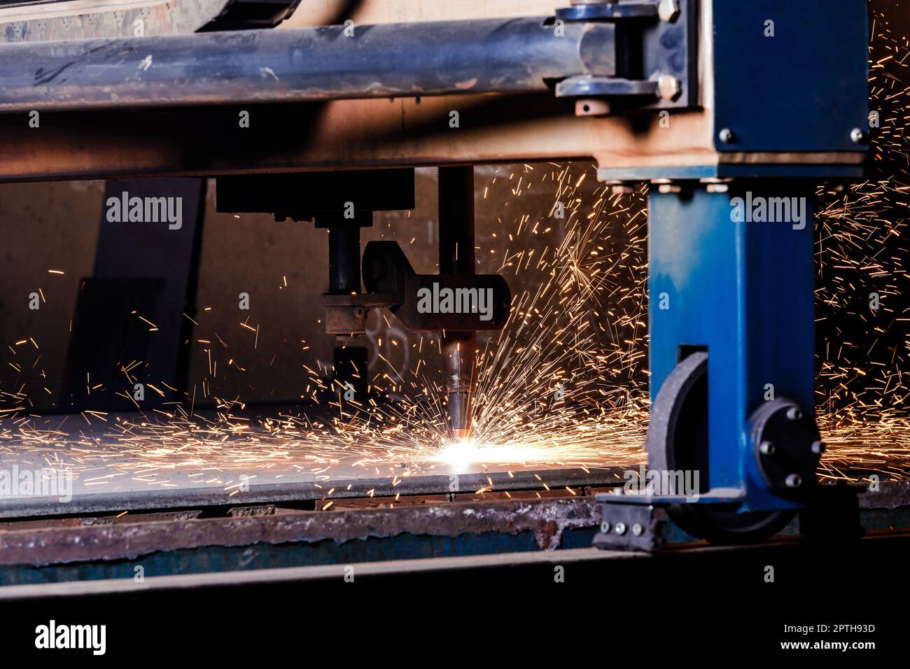 Plasma cutting of metal with a cnc. Plasma cutting machine cutting ...