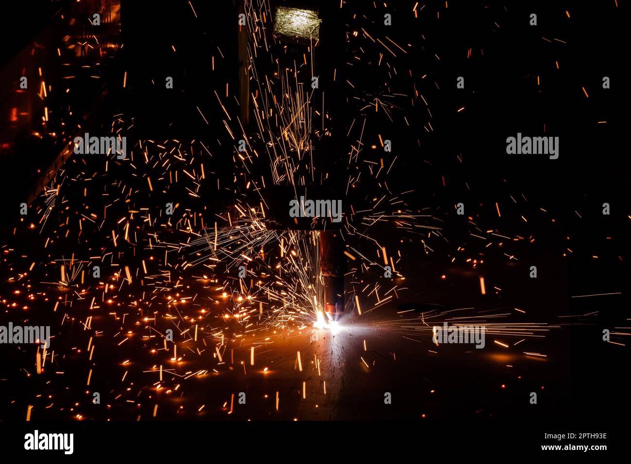Plasma cutting of metal with a cnc. Plasma cutting machine cutting ...