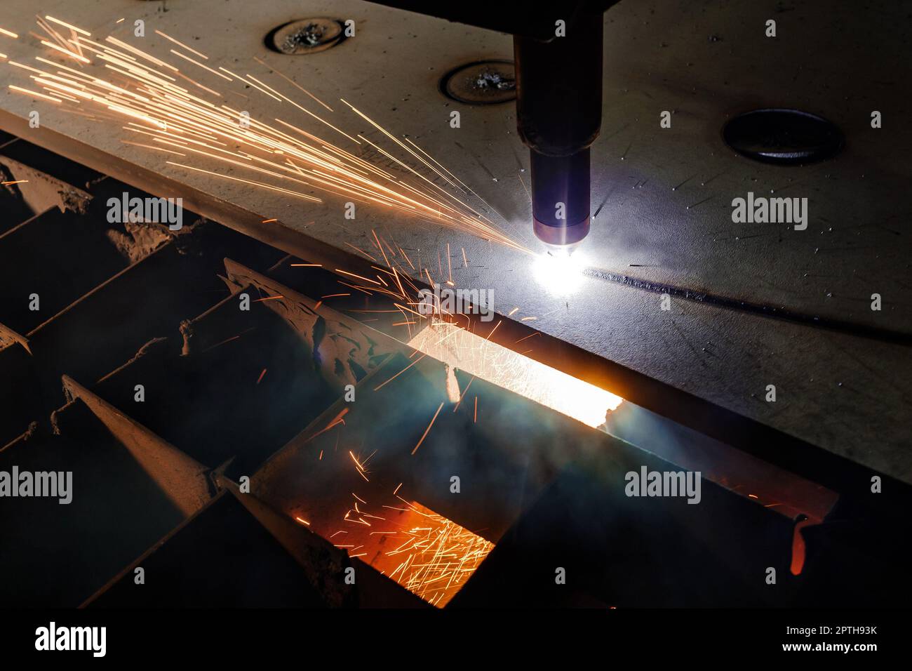 Plasma cutting of metal with a cnc. Plasma cutting machine cutting ...
