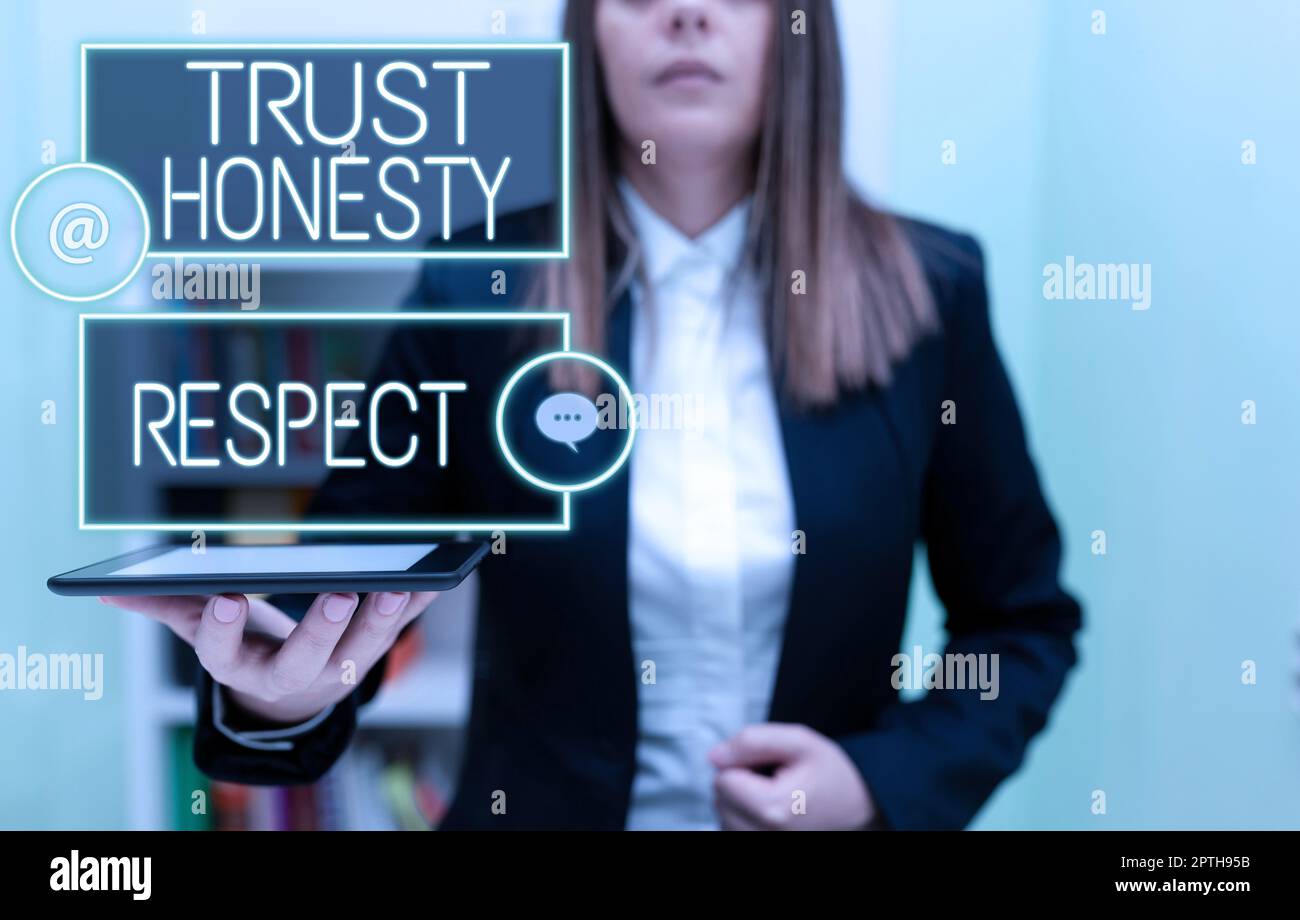 Handwriting text Trust Honesty Respect, Business approach Respectable ...