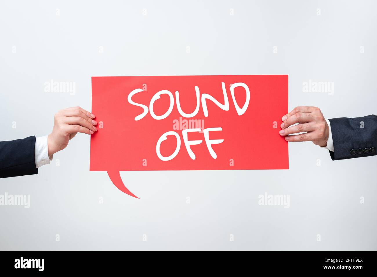 Text caption presenting Sound Off, Business concept To not hear any ...