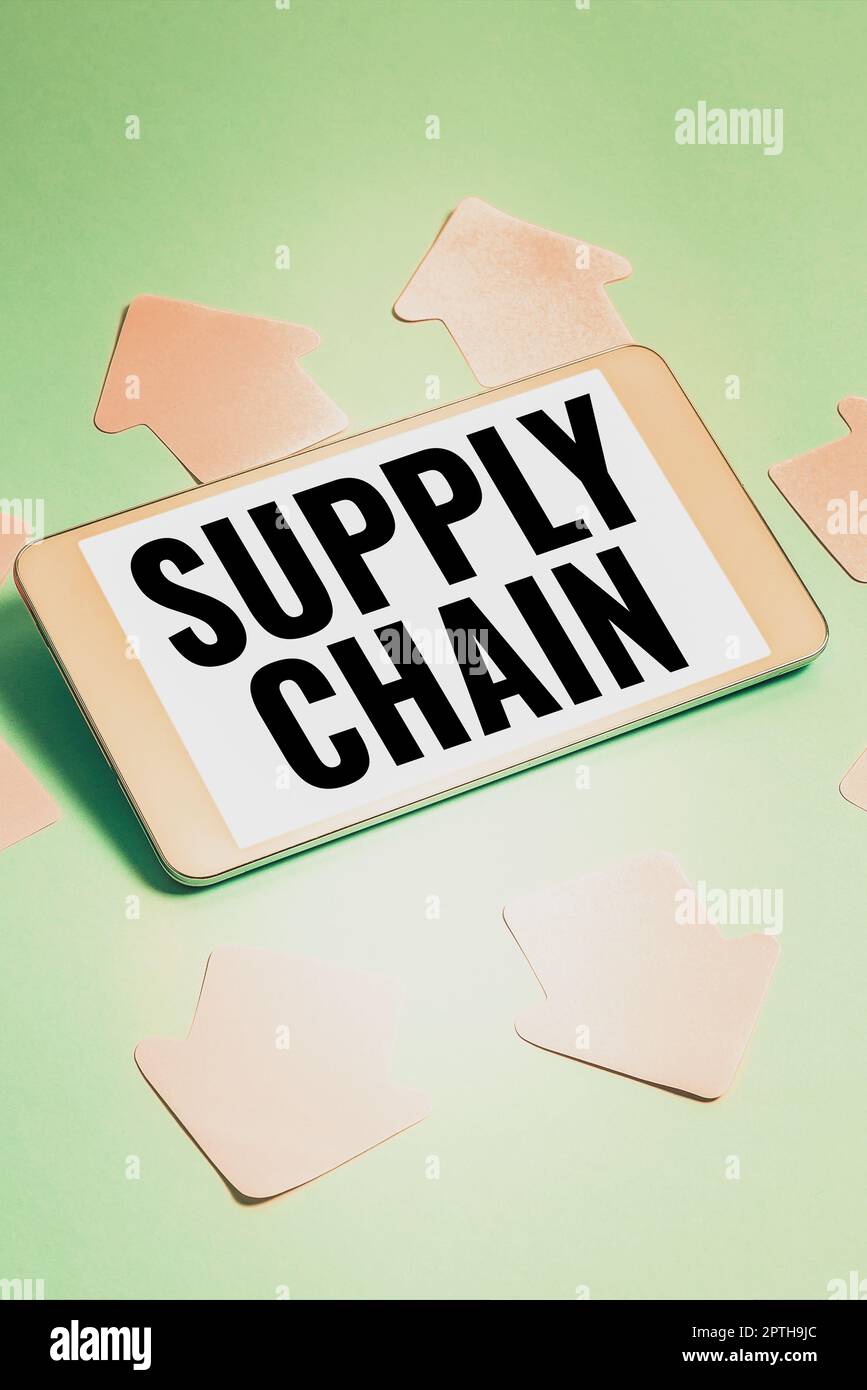 Text Caption Presenting Supply Chain Word For System Of Organization And Processes From