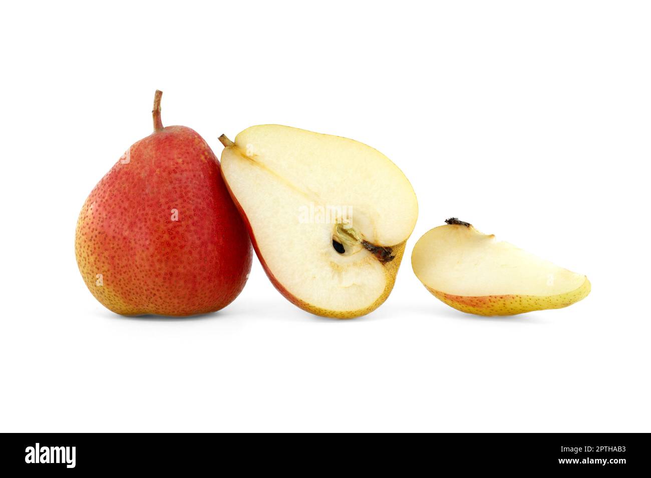 Fresh whole and half cut pear isolated on white background Stock Photo ...