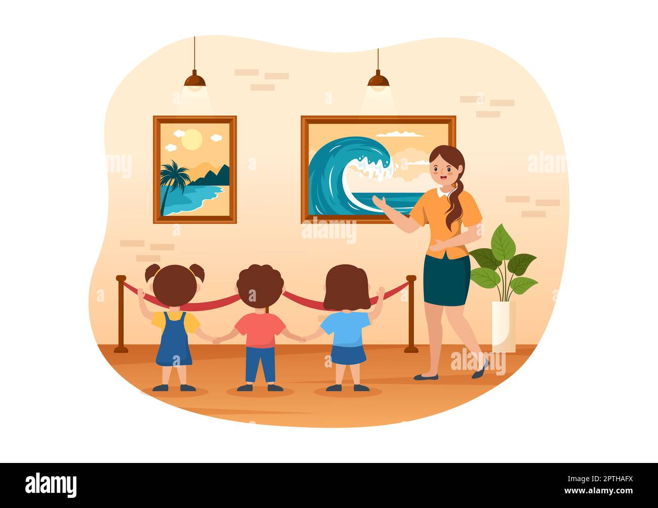 Art Gallery of Kids Museum Visitors View Exhibition of Modern Abstract ...