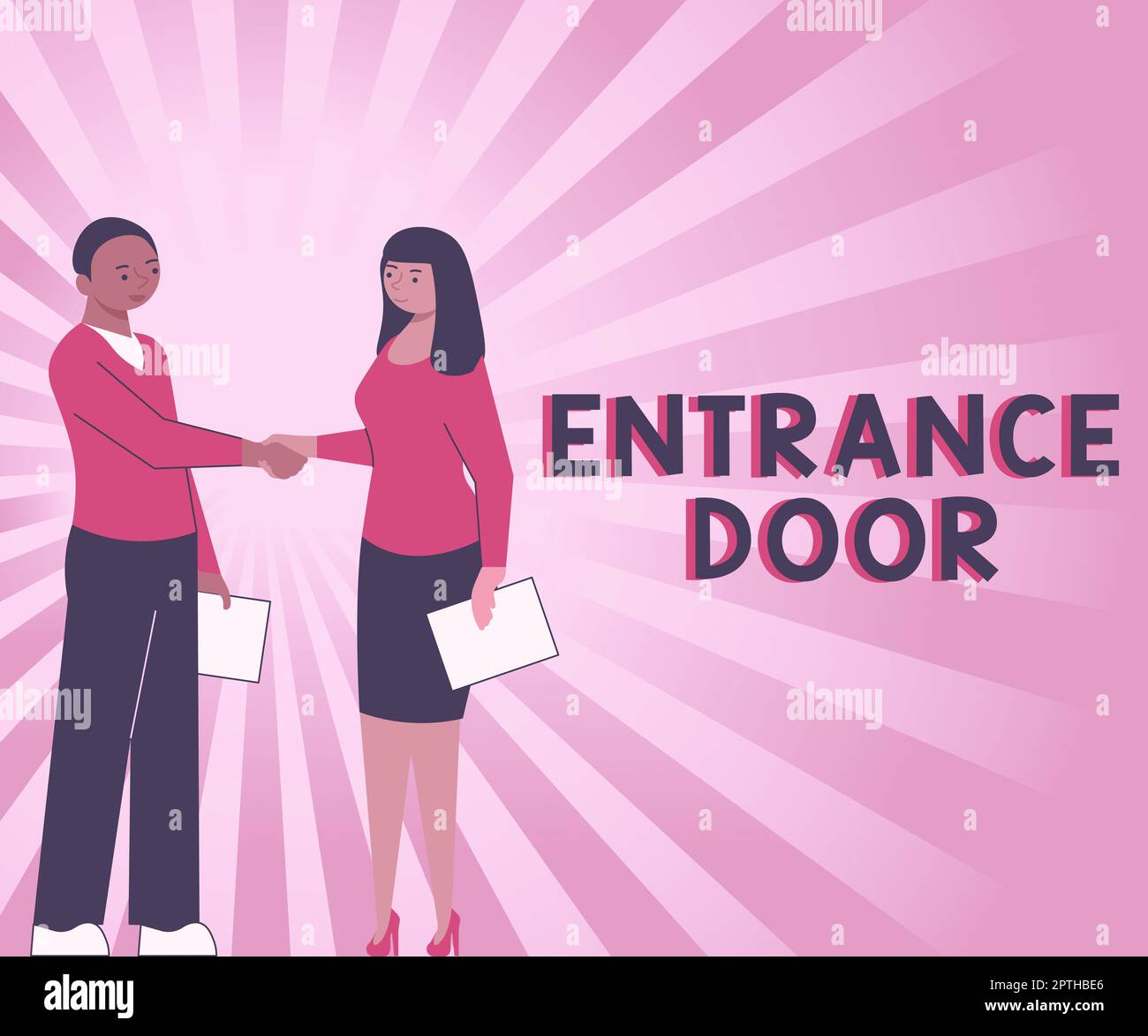 Text caption presenting Entrance Door, Word Written on Way in Doorway ...