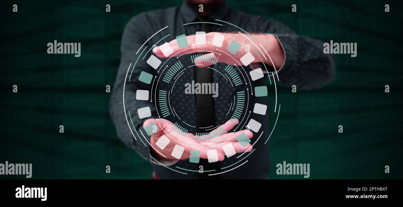 Business Man Presenting New Futuristic Technologies Stock Photo - Alamy