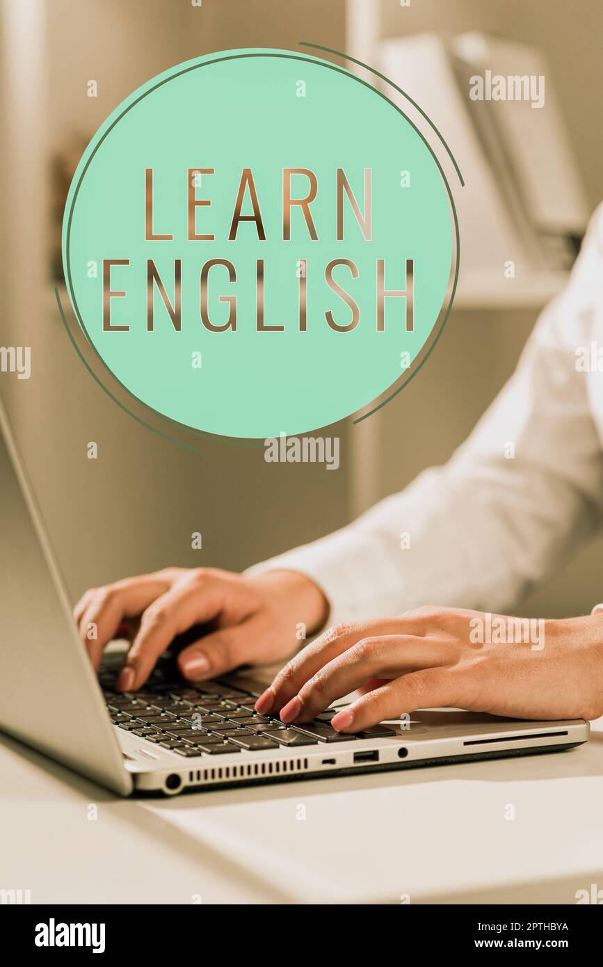 Text showing inspiration Learn English, Business overview Universal Language Easy Communication ...