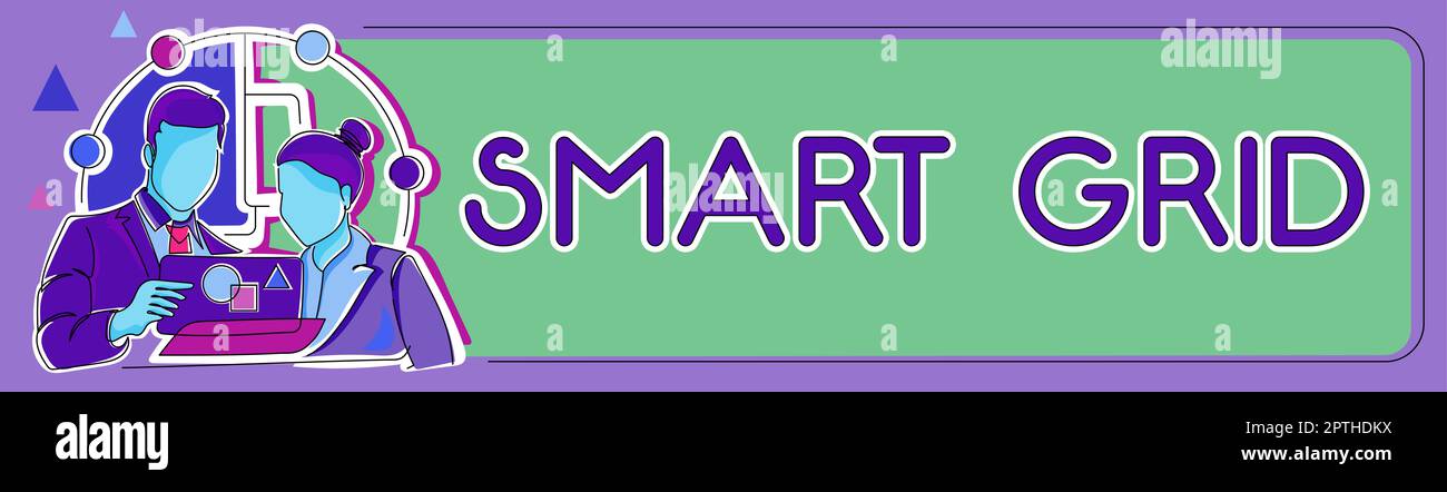 Text caption presenting Smart Grid, Business showcase includes of ...
