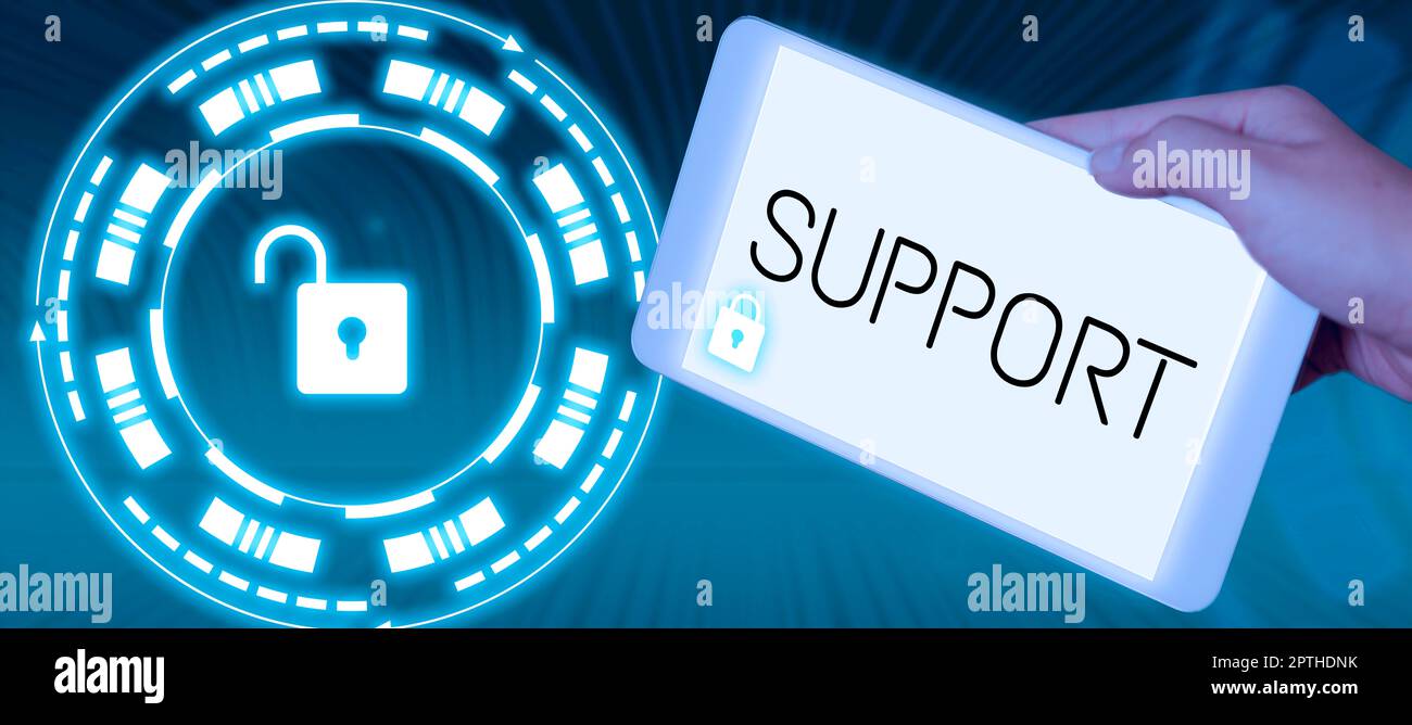 Hand writing sign Support, Business approach thing that bears the ...