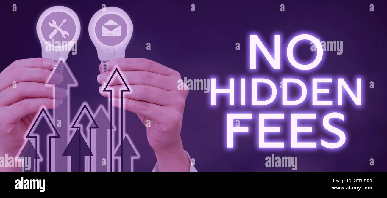 Conceptual caption No Hidden Fees, Internet Concept without or zero ...