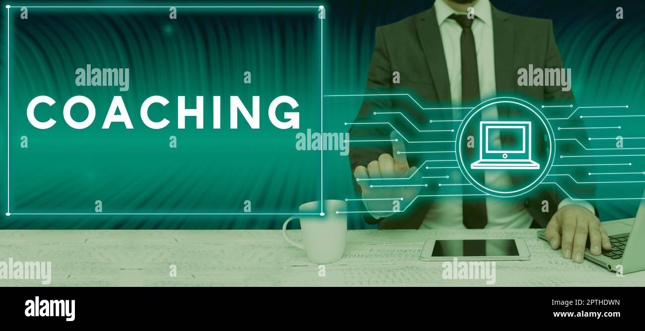 Text sign showing Coaching, Word Written on unlocking a persons ...