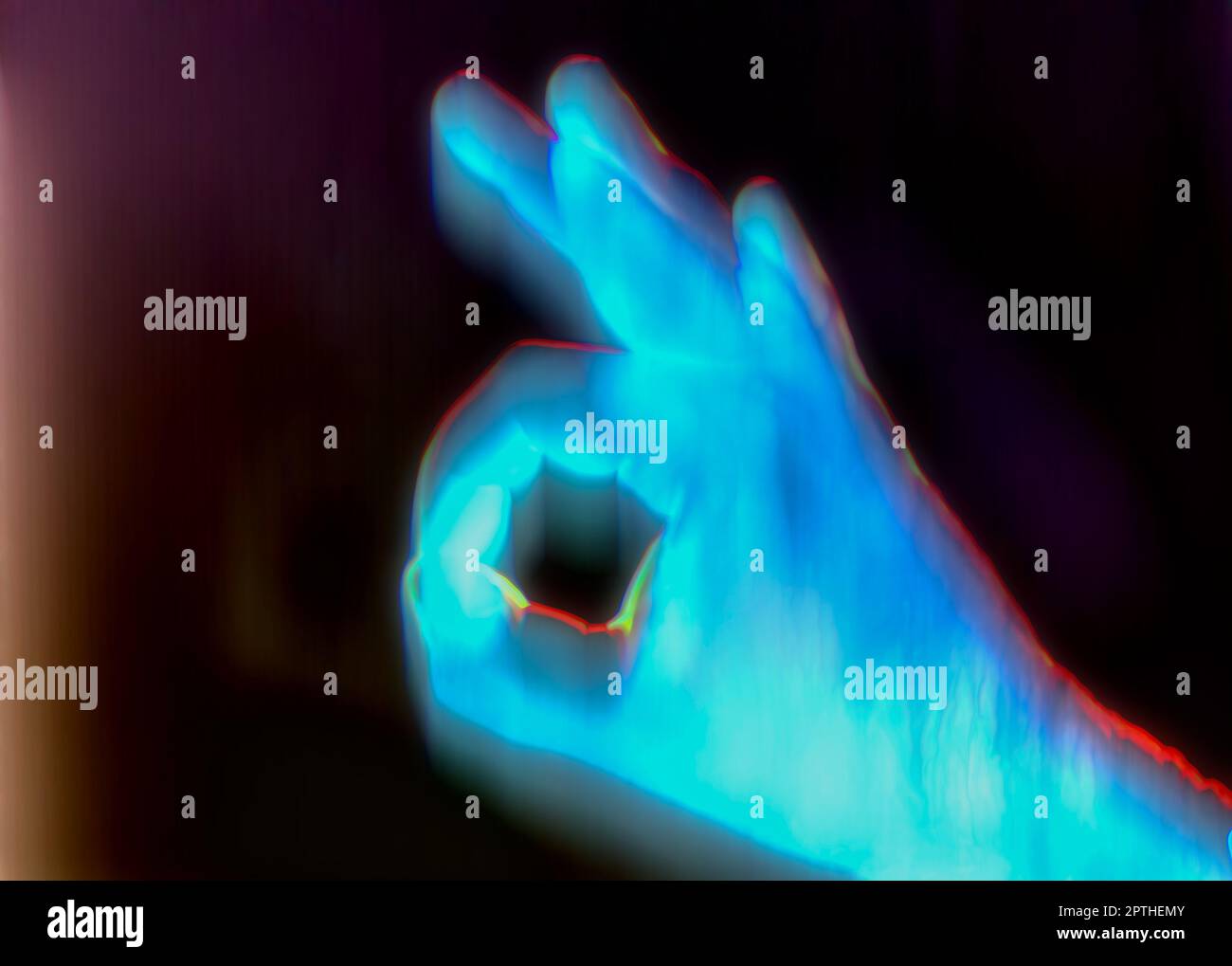 3D-Illustration of a glowing human male hand in an x-ray view Stock ...