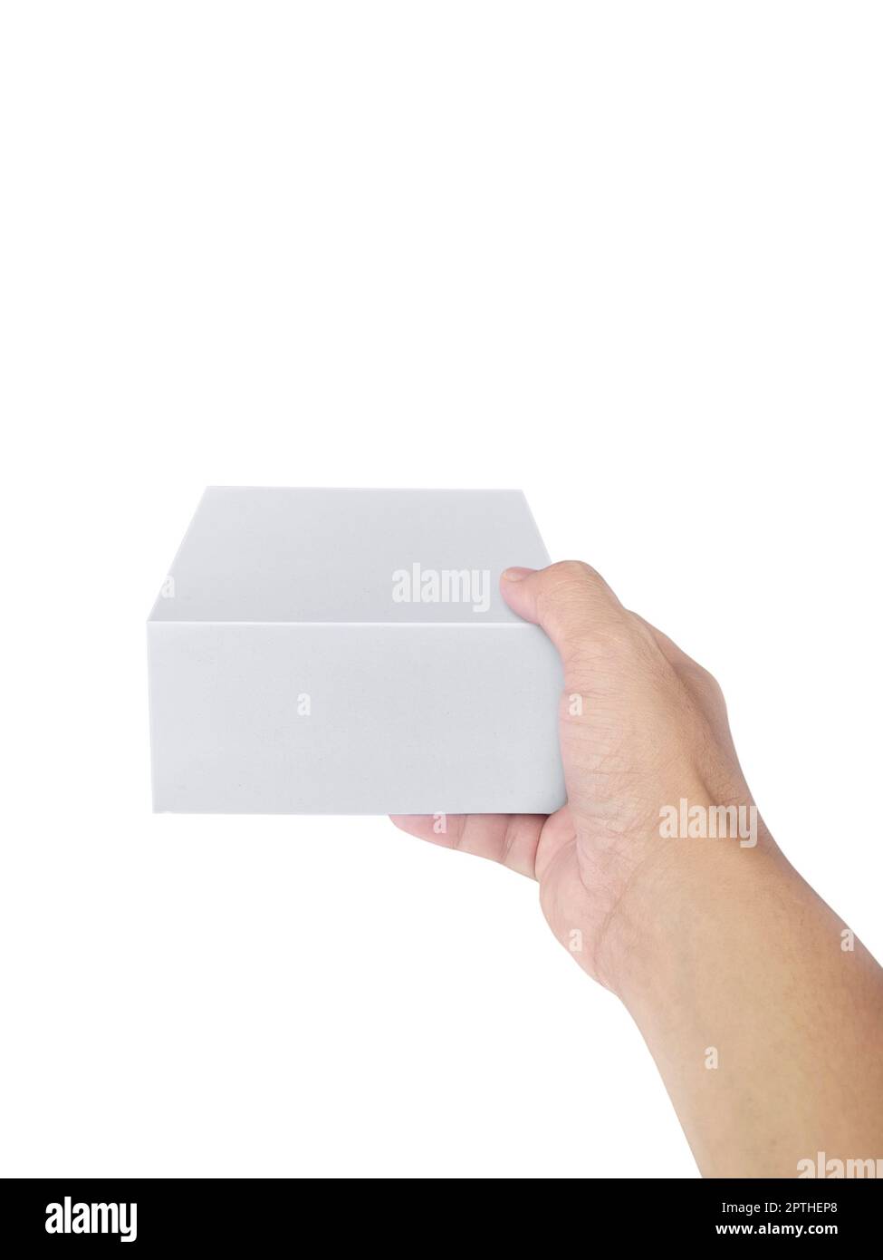Box in hand on white background isolation Stock Photo - Alamy